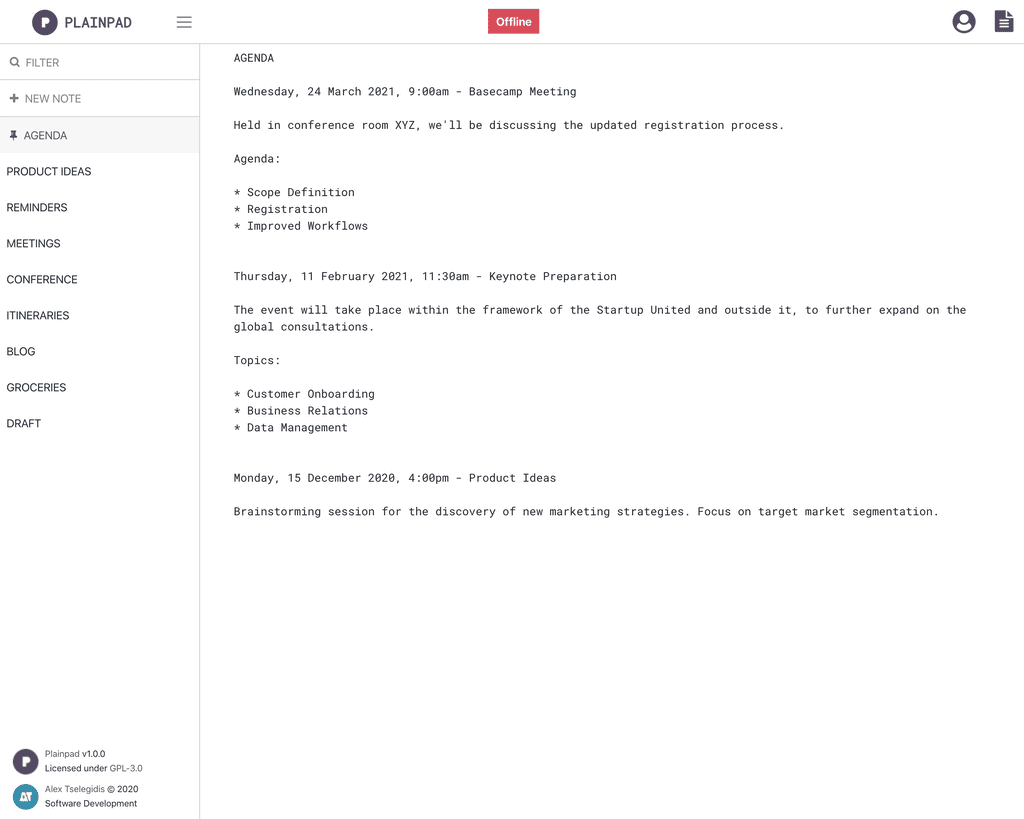 Plainpad - Self Hosted Note Taking App